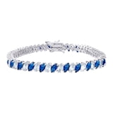 925 Sterling Silver Womens Blue White Marquise Cubic Zirconia Fashion ...