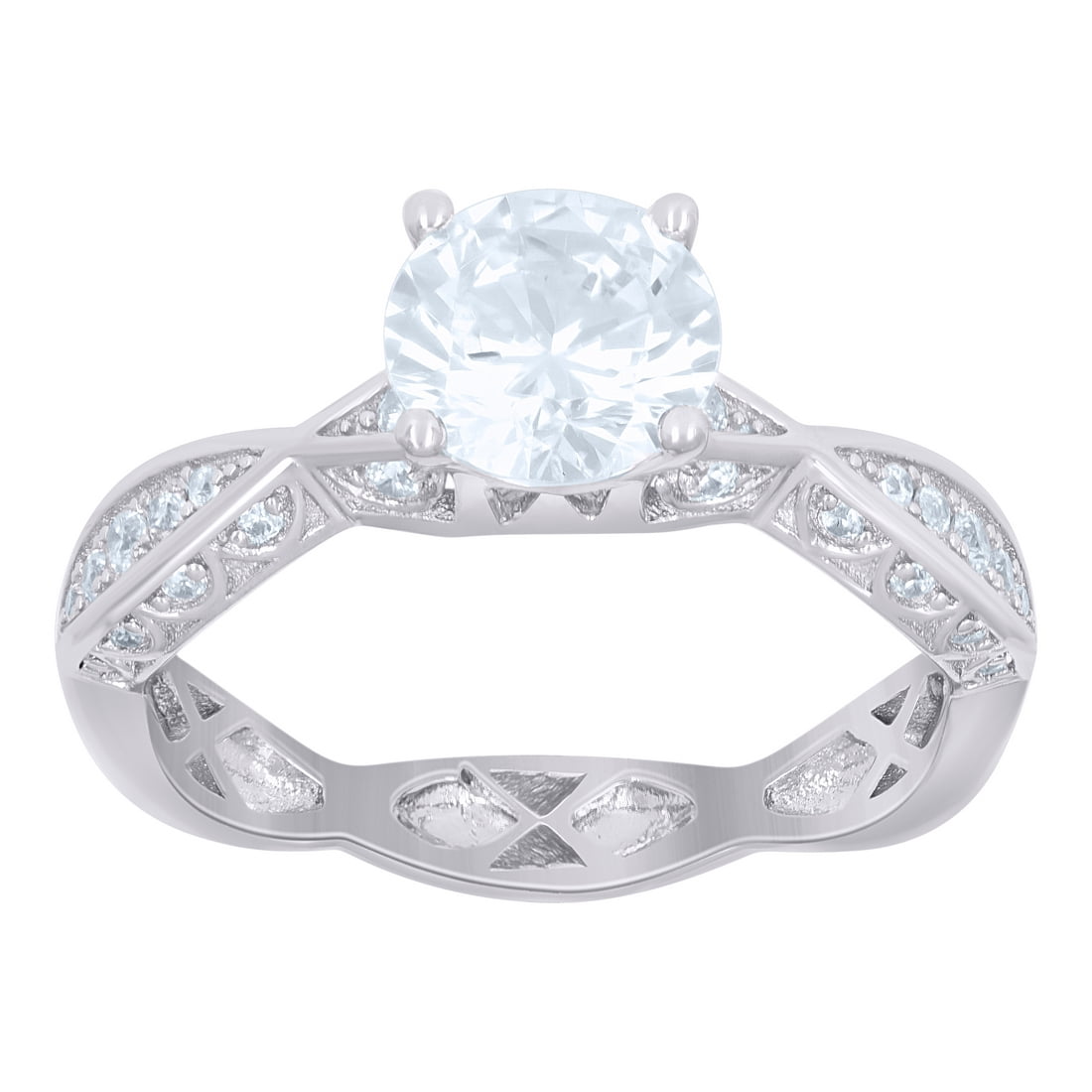 925 Sterling Silver Womens CZ Simulated Diamond Fashion Ring Size 7 ...