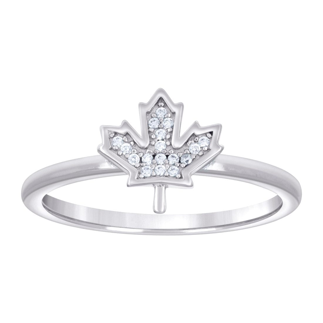 925 Sterling Silver Womens Cubic Zirconia Maple Leaf Fashion Ring 8.9mm ...