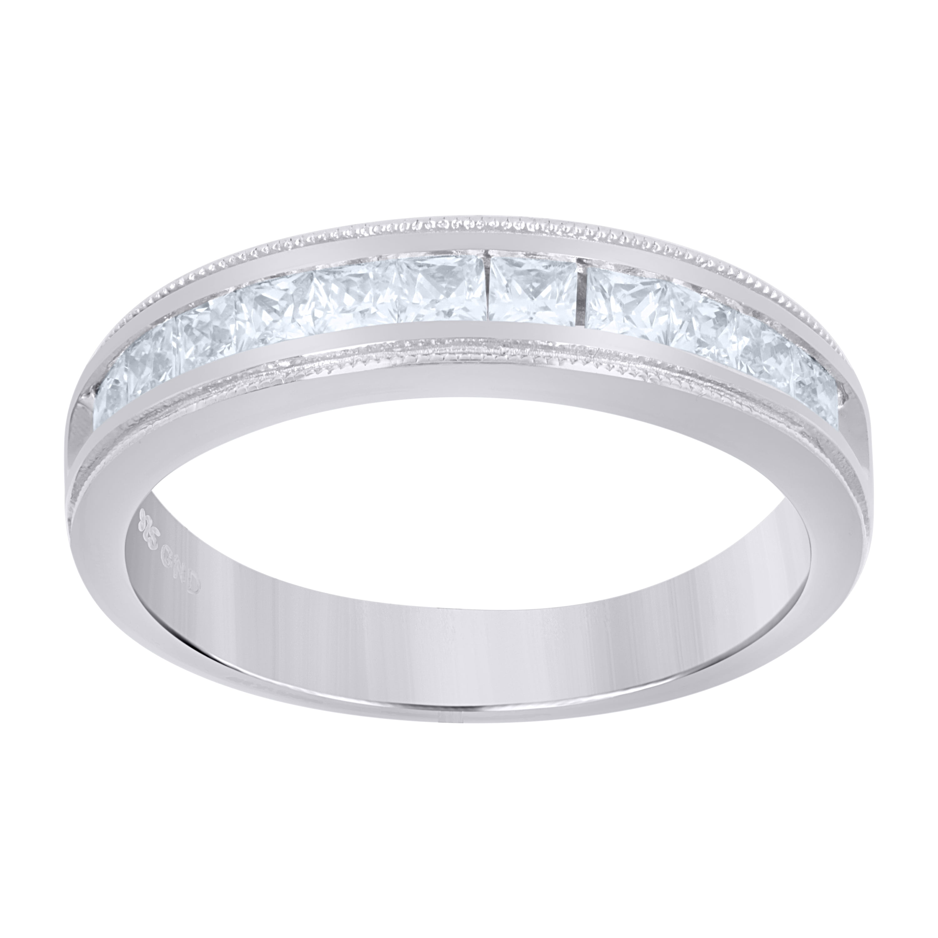 925 Sterling Silver Womens CZ Size-9 Princess-Cut Center Stones Bridal ...