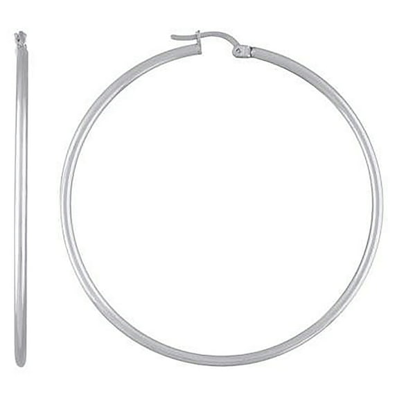 925 Sterling Silver Womens Classic Hoop Earrings 60 x 2mm - R - Walmart.com