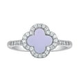 925 Sterling Silver Womens Cubic-Zirconia Blue Enameled Clover Good ...