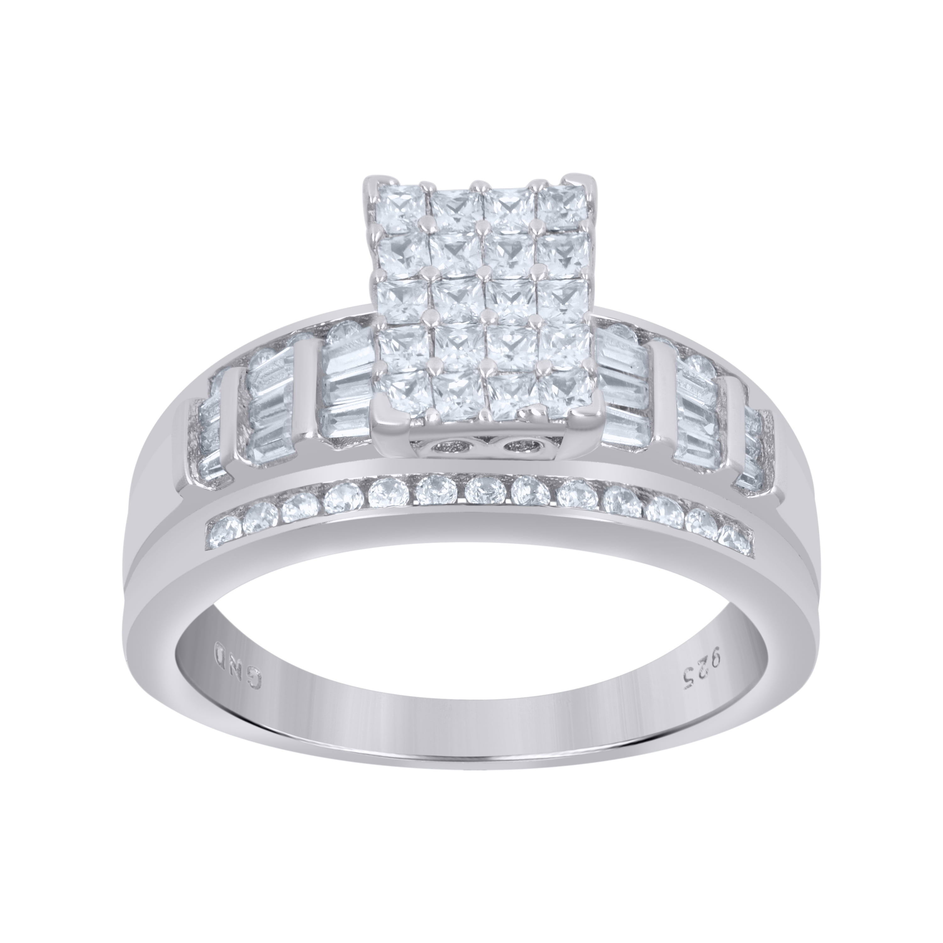 925 Sterling Silver Womens Cubic Zirconia Cinderella Ring Size 8 ...