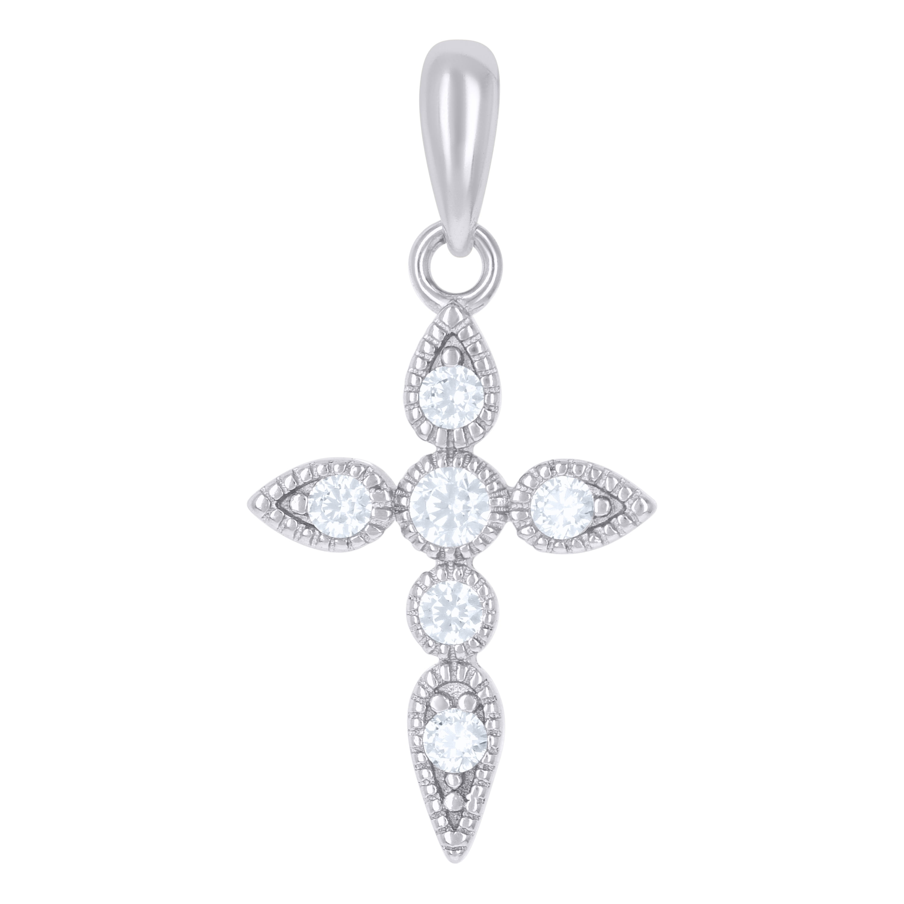925 Sterling Silver Womens Cubic-Zirconia Cross Religious Charm Pendant ...