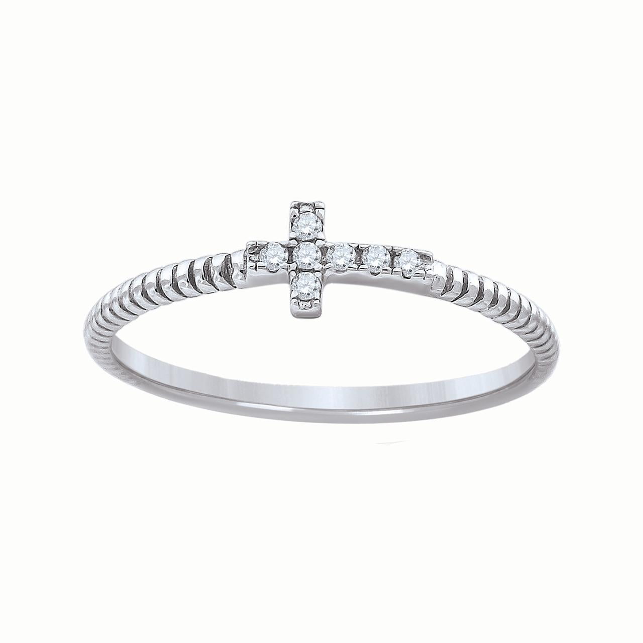 925 Sterling Silver Womens Cubic-Zirconia Cross Religious Ring Size 7 ...