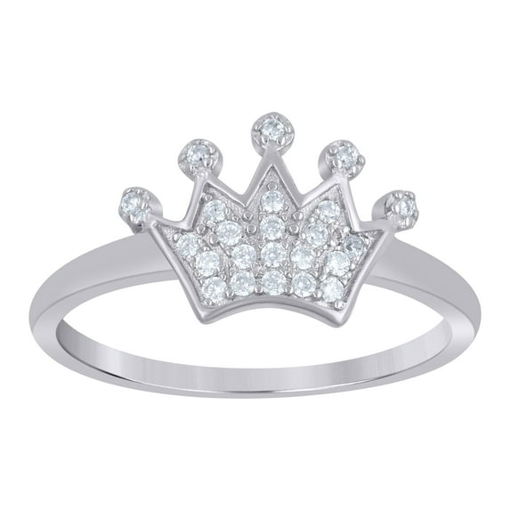 925 Sterling Silver Womens Cubic-Zirconia Crown Fashion Ring Size 7 ...
