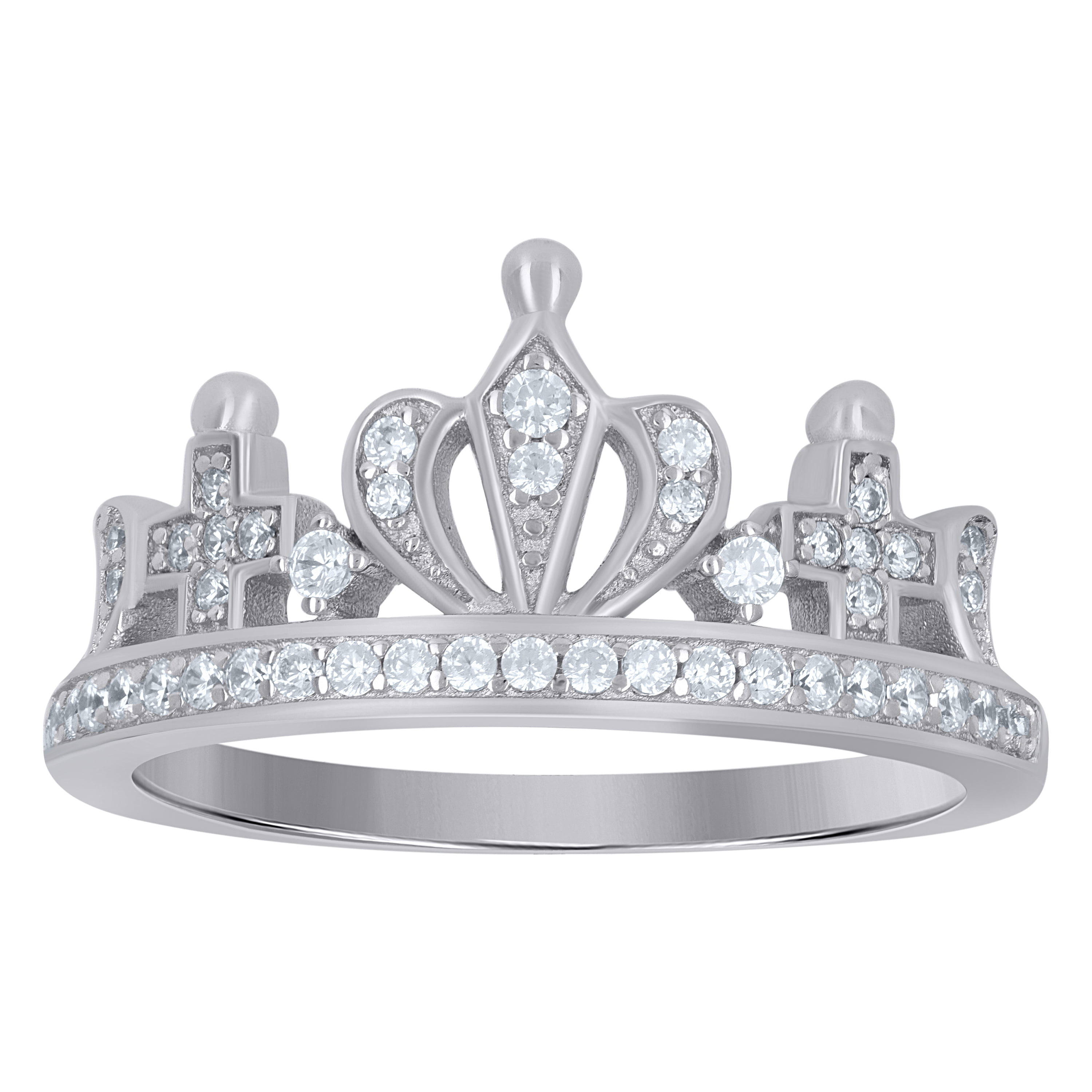 925 Sterling Silver Womens Cubic-Zirconia Crown Fashion Ring - Walmart.com