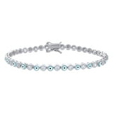 925 Sterling Silver Womens Cubic-Zirconia Evil Eye Good Luck Fashion ...