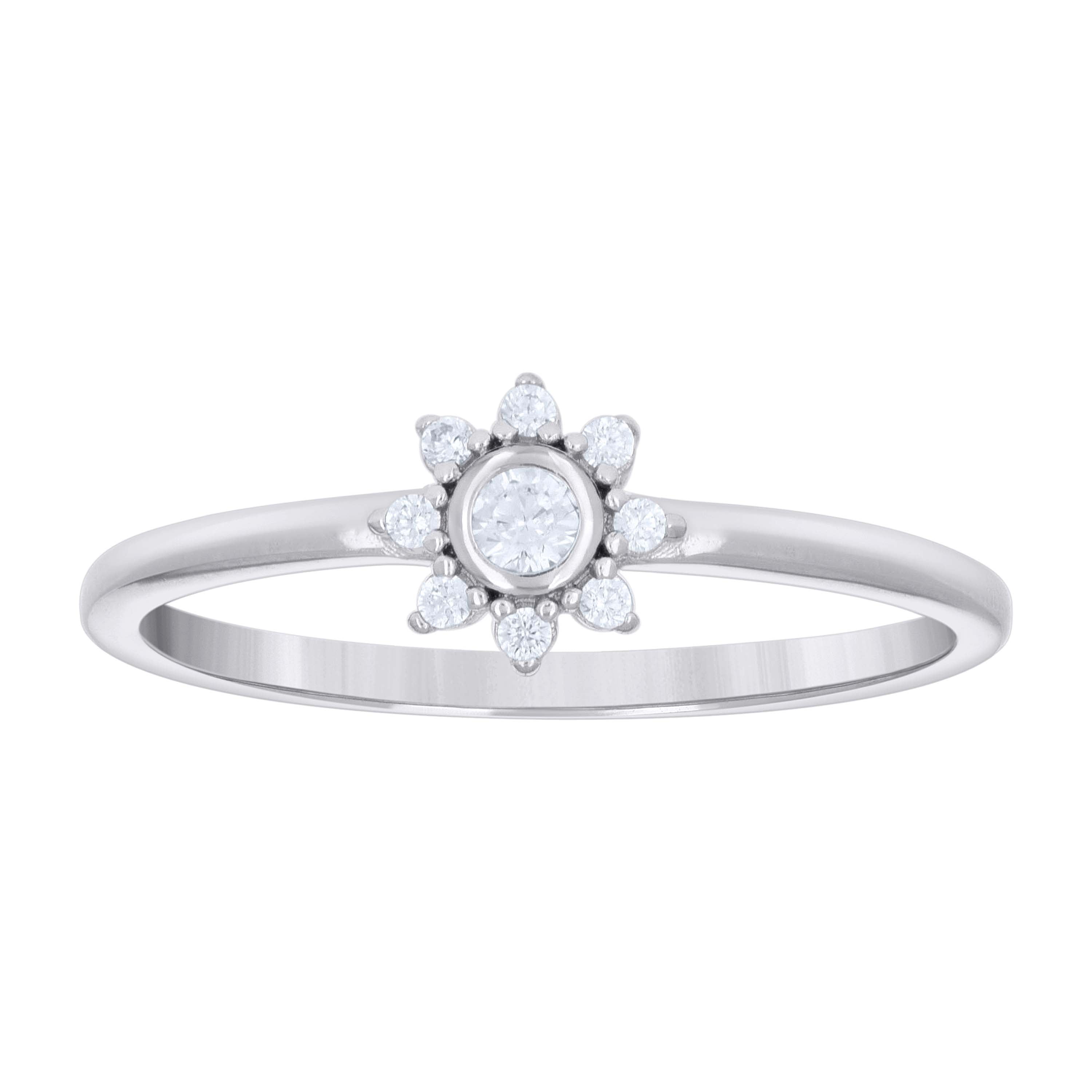 925 Sterling Silver Womens Cubic-Zirconia Flower Engagement Ring Size 7 ...