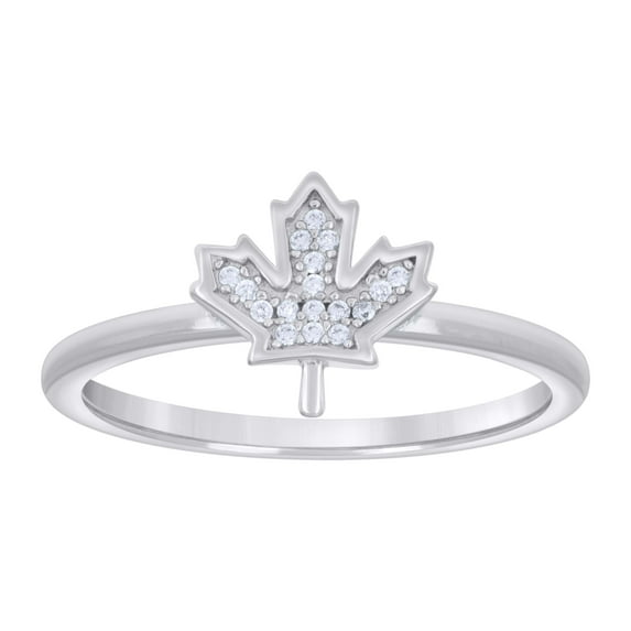 925 Sterling Silver Womens Cubic-Zirconia Maple Leaf Fashion Ring Size ...