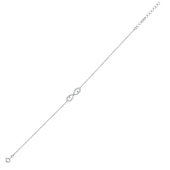925 Sterling Silver Womens Cubic Zirconia Rolo Link Infinity Bracelet ...