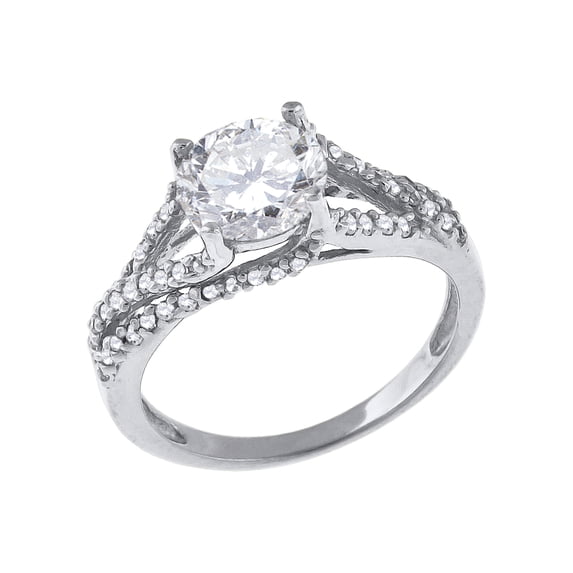 925 Sterling Silver Womens Cubic Zirconia Size-7 Round Center Stone ...