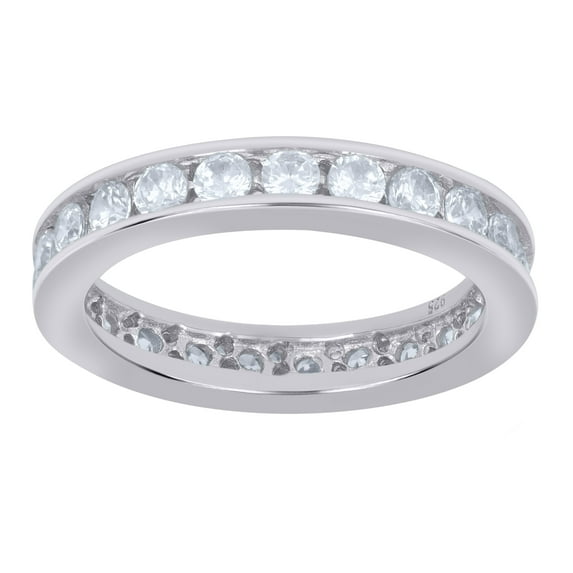 925 Sterling Silver Womens Cubic Zirconia Size-7 Single Row Bridal ...