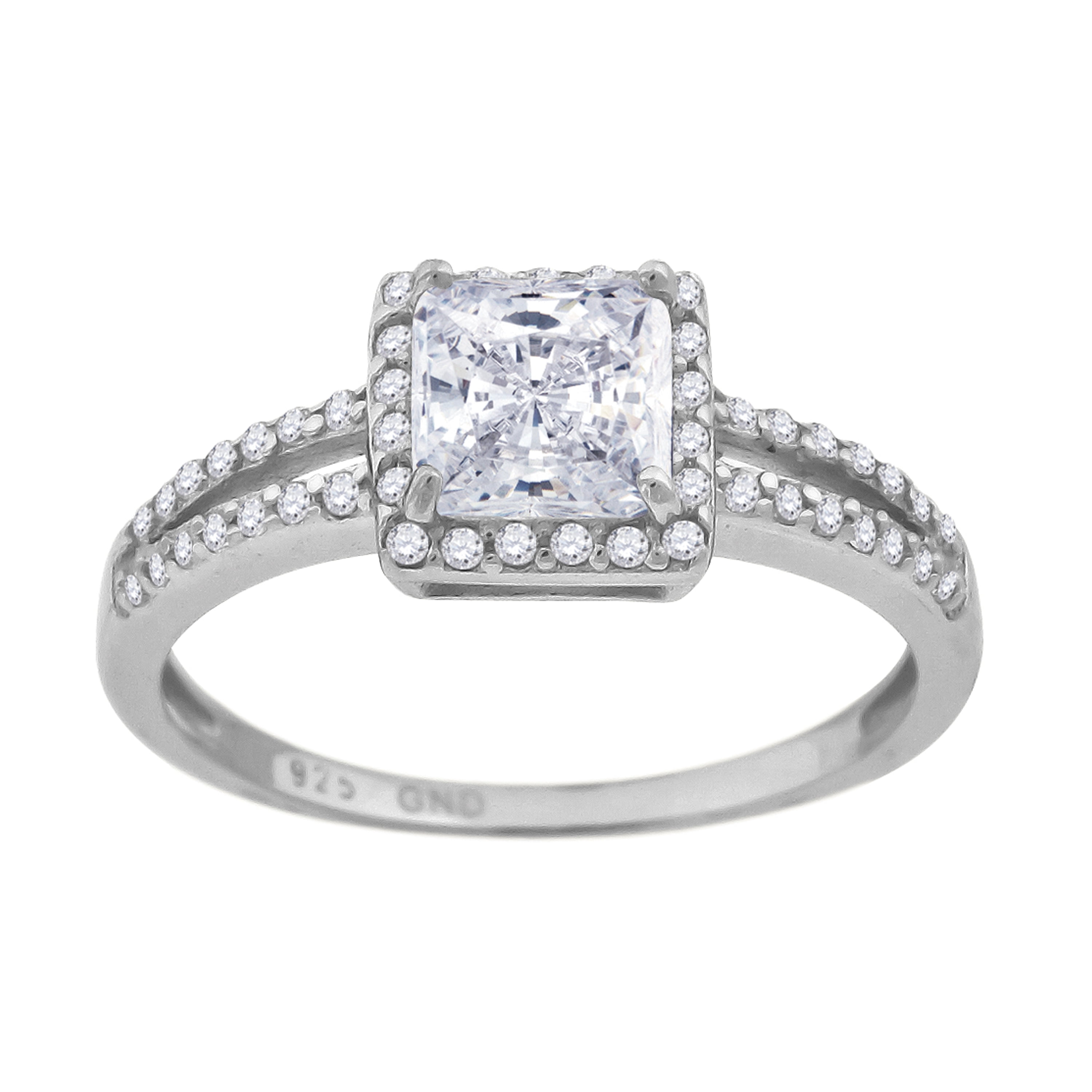 925 Sterling Silver Womens Cubic Zirconia Size-8 Princess-Cut White ...