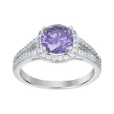925 Sterling Silver Womens Cubic Zirconia Size-8 Purple Color Center ...