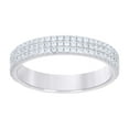 925 Sterling Silver Womens Cubic-Zirconia Triple Row CZ Wedding Band ...