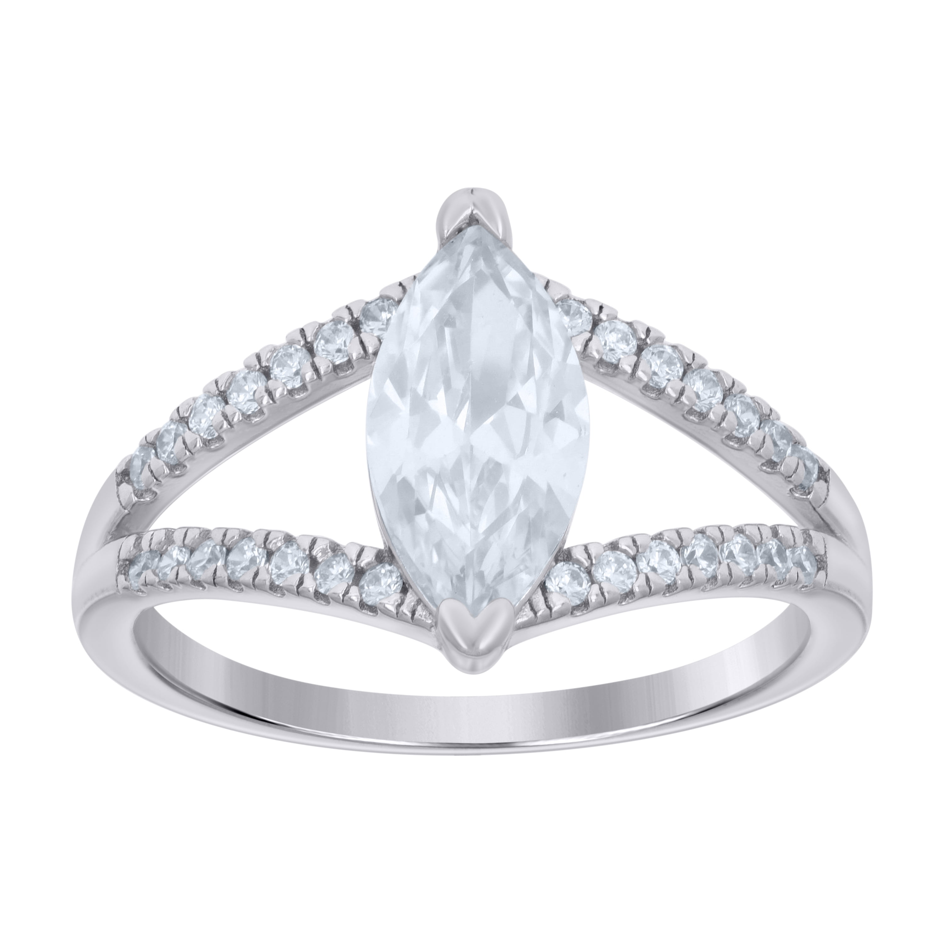 925 Sterling Silver Womens Marquise Round Cubic-Zirconia Fashion ...