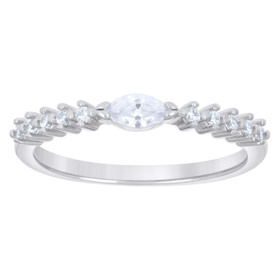 925 Sterling Silver Womens Marquise Round Cubic-Zirconia Fashion ...
