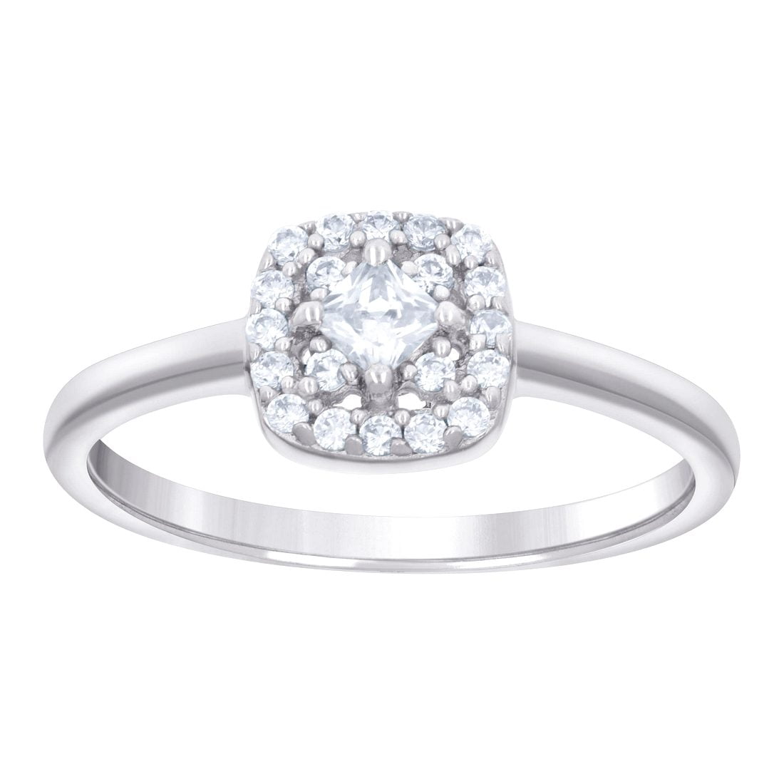 925 Sterling Silver Womens Princess cut Round Cubic Zirconia Square ...