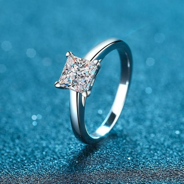 925 Sterling Silver Womens Ring, Special-Shaped Princess Square Zircon ...
