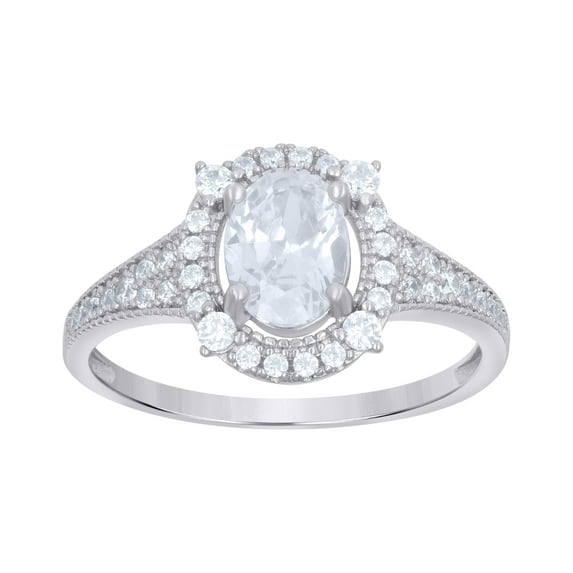 925 Sterling Silver Womens Round Oval Cubic-Zirconia Fashion Ring Size ...