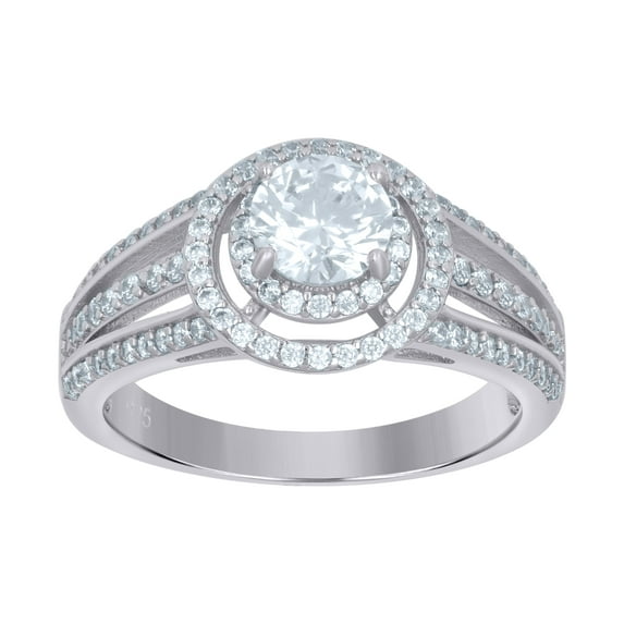 925 Sterling Silver Womens Solitaire Cubic-Zirconia Engagement Ring ...