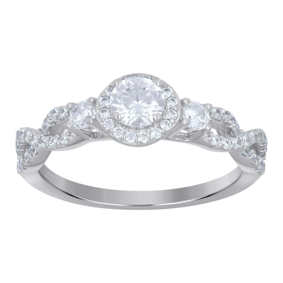 925 Sterling Silver Womens Solitaire Cubic-Zirconia Infinity Engagement ...