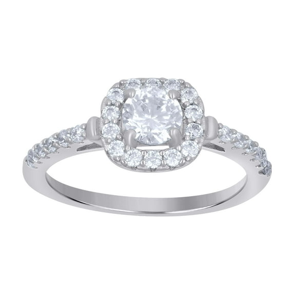 925 Sterling Silver Womens Solitaire Cubic-Zirconia Square Head ...