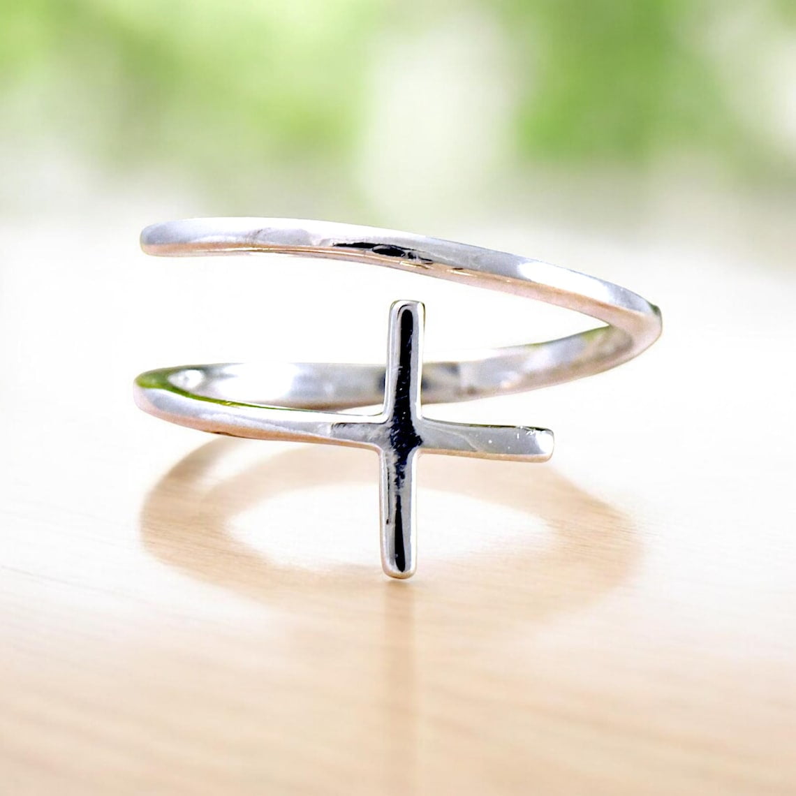 LD DESIGNS925 Sterling Silver Wraparound Sideways Cross Ring ...