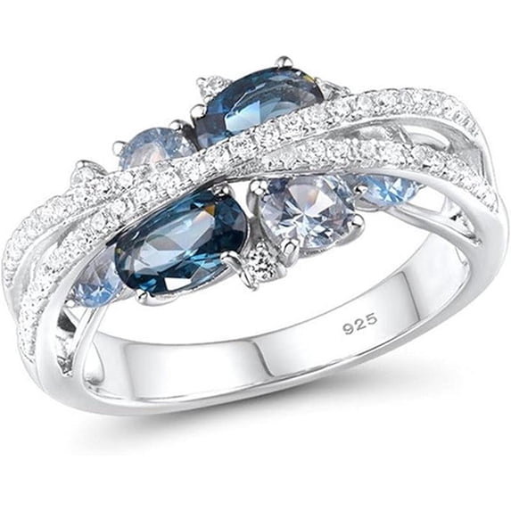 925 Sterling Silver X Shape Ring with Cubic Zirconia, Vintage Fashion ...