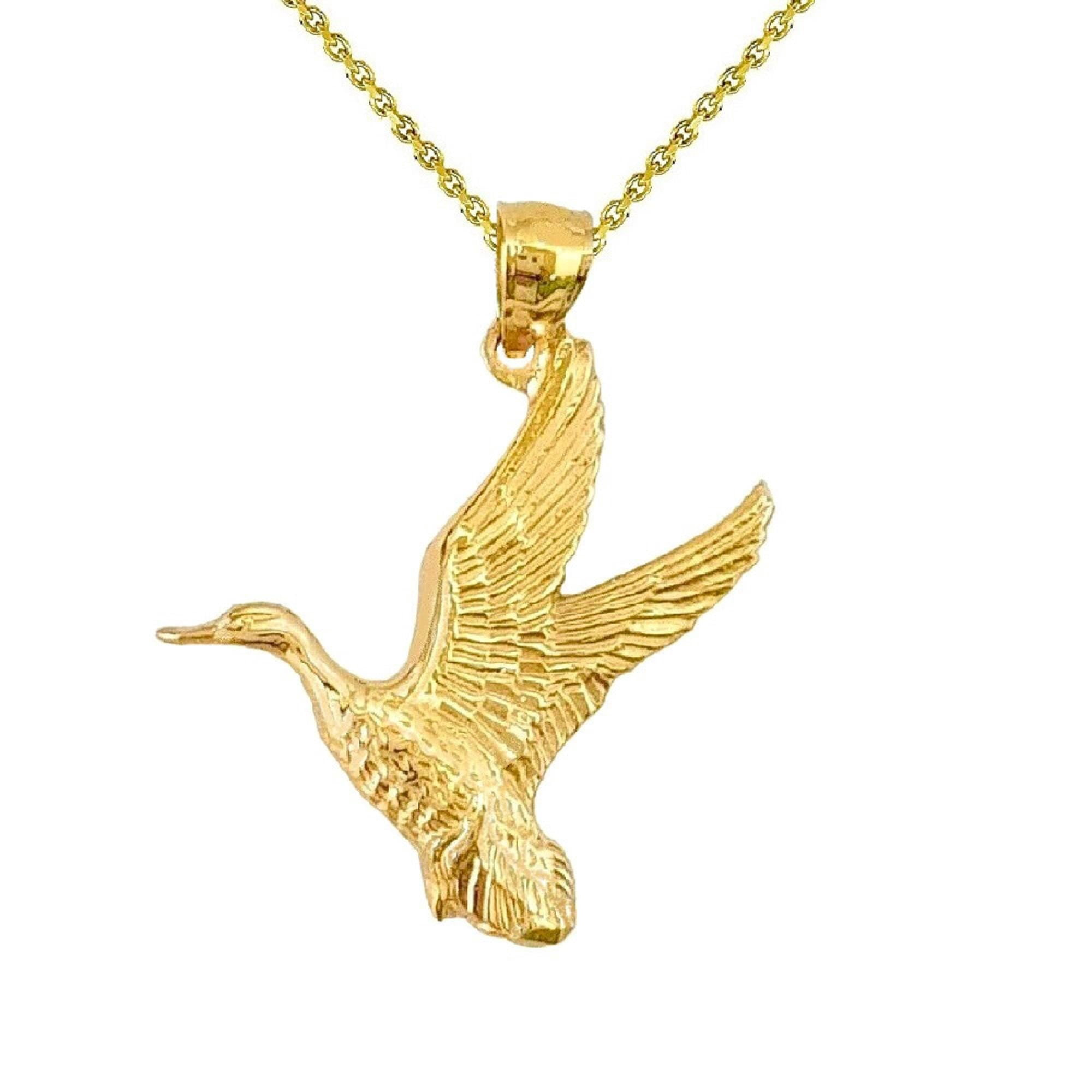 925 Sterling Silver Yellow Gold Plated 1mm Cable Chain Necklace w/ Duck ...