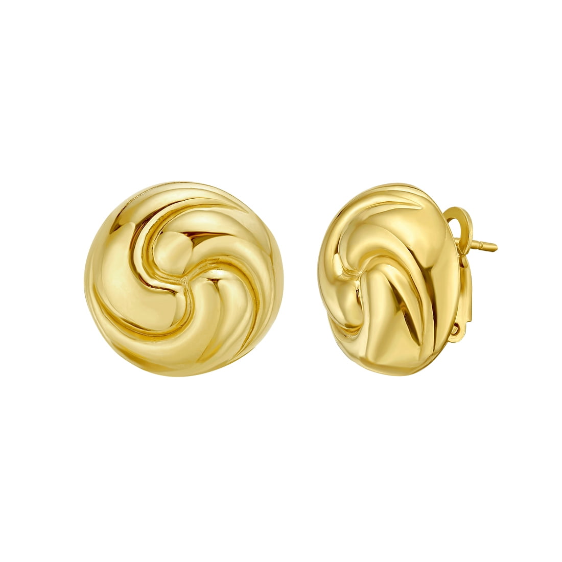 925 Sterling Silver Yellow Gold Plated Puffed Swirly Knot Polished Stud ...