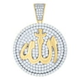 925 Sterling Silver Yellow-Tone Men Cubic-Zirconia Allah Symbol ...