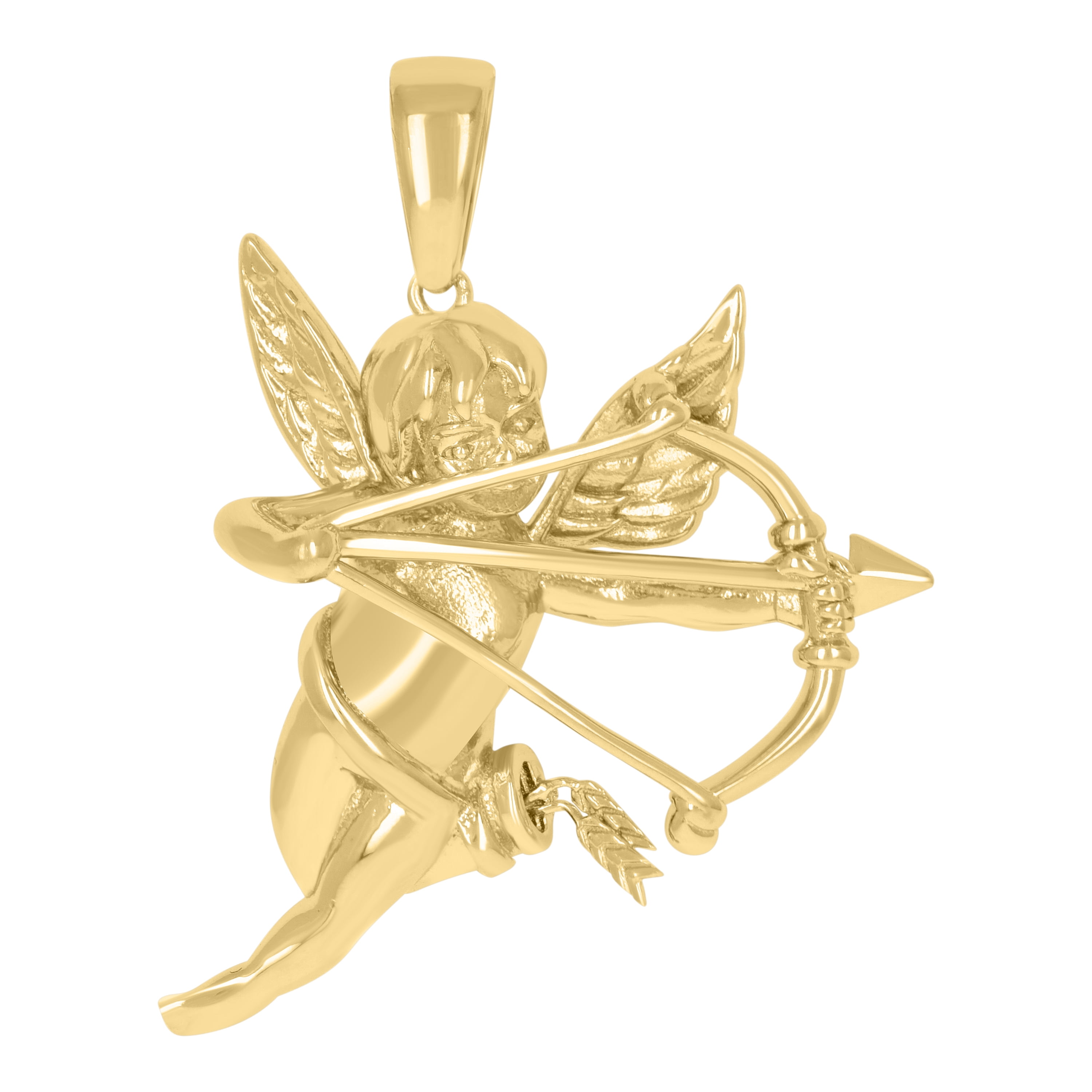 925 Sterling Silver Yellow-Tone Mens Cupid Angel Religious Charm ...