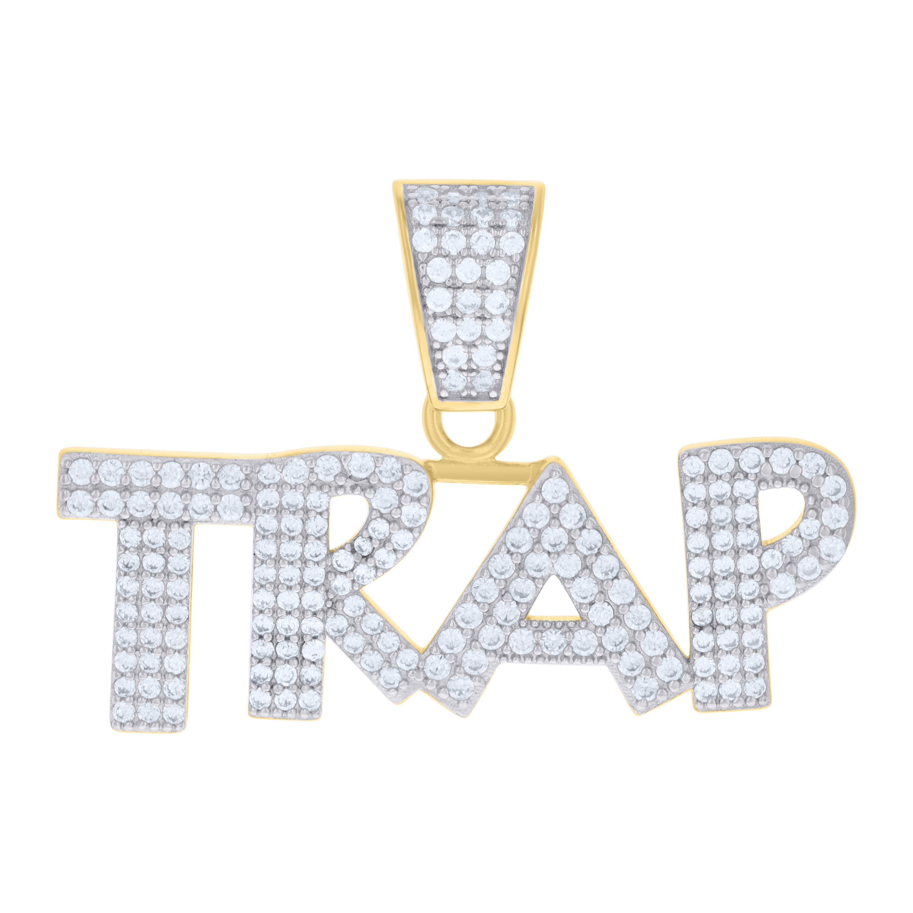 925 Sterling Silver Yellow-Tone Mens TRAP Fashion Charm Pendant ...