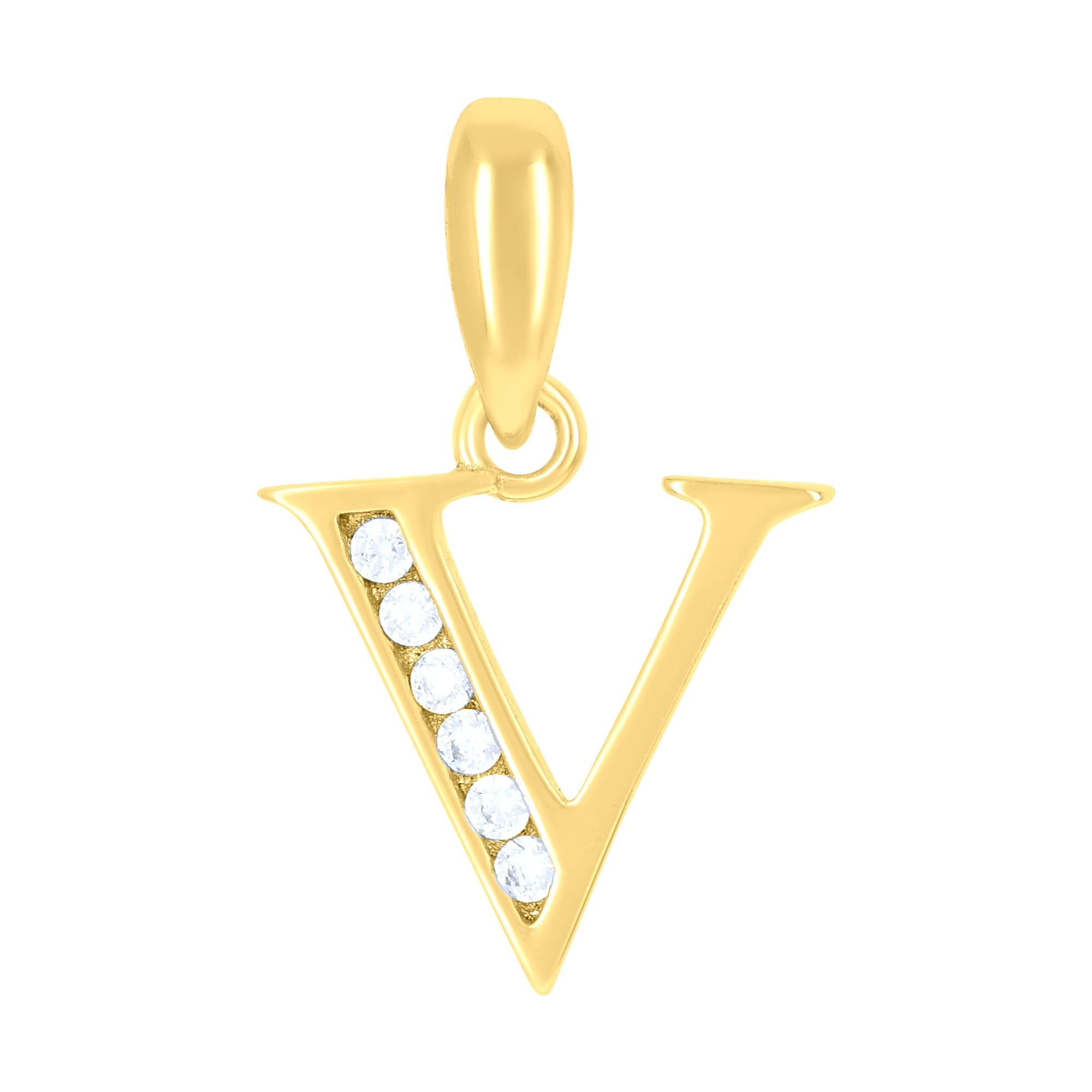 925 Sterling Silver Yellow-tone Unisex Cubic-zirconia Initial Alphabet ...