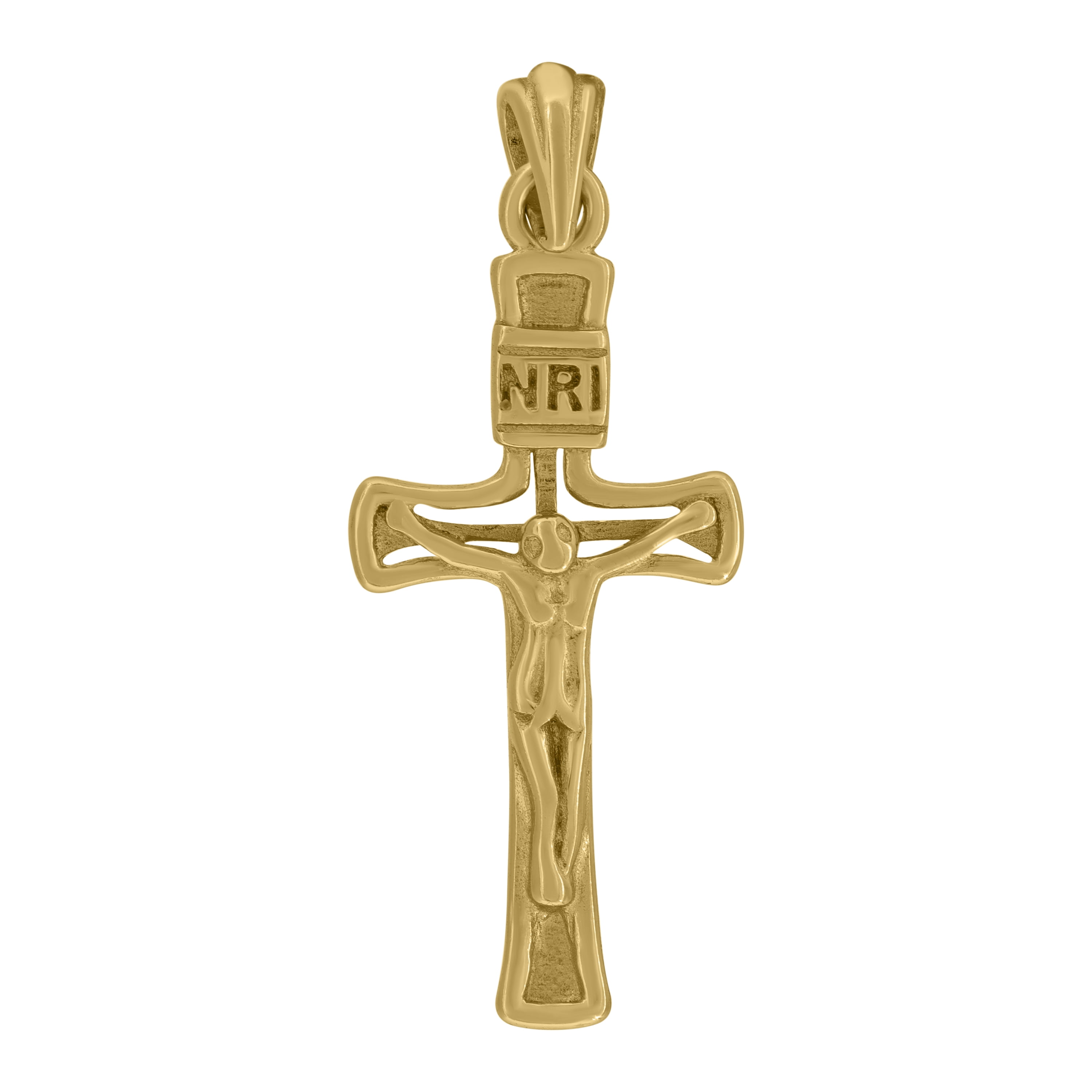 925 Sterling Silver Yellow-Tone Unisex INRI Crucifix Cross Religious ...