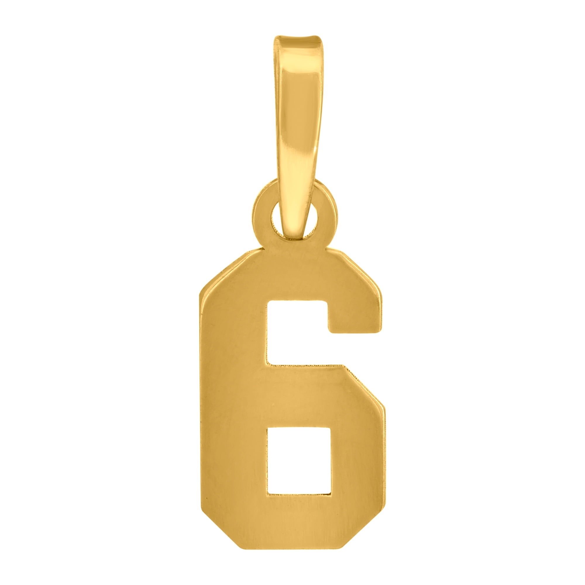 925 Sterling Silver Yellow-tone Unisex Initial Number 6 Charm Pendant ...