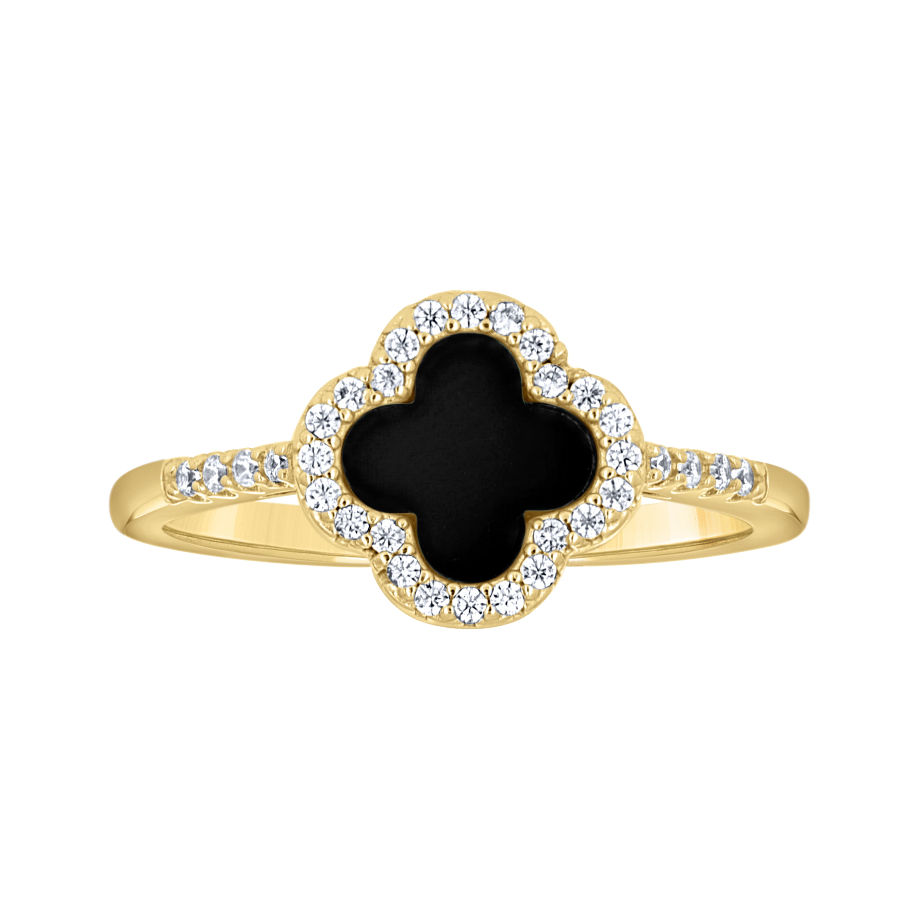 925 Sterling Silver Yellow-Tone Womens Cubic-Zirconia Black Enameled ...