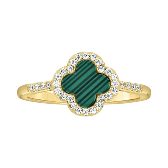 925 Sterling Silver Yellow-Tone Womens Cubic-Zirconia Green Enameled ...