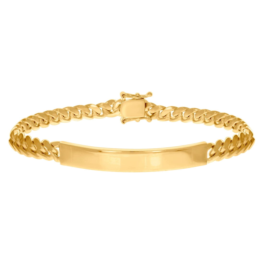 925 Sterling Silver Yellow-tone Mens ID Bracelet 7mm Wide ...