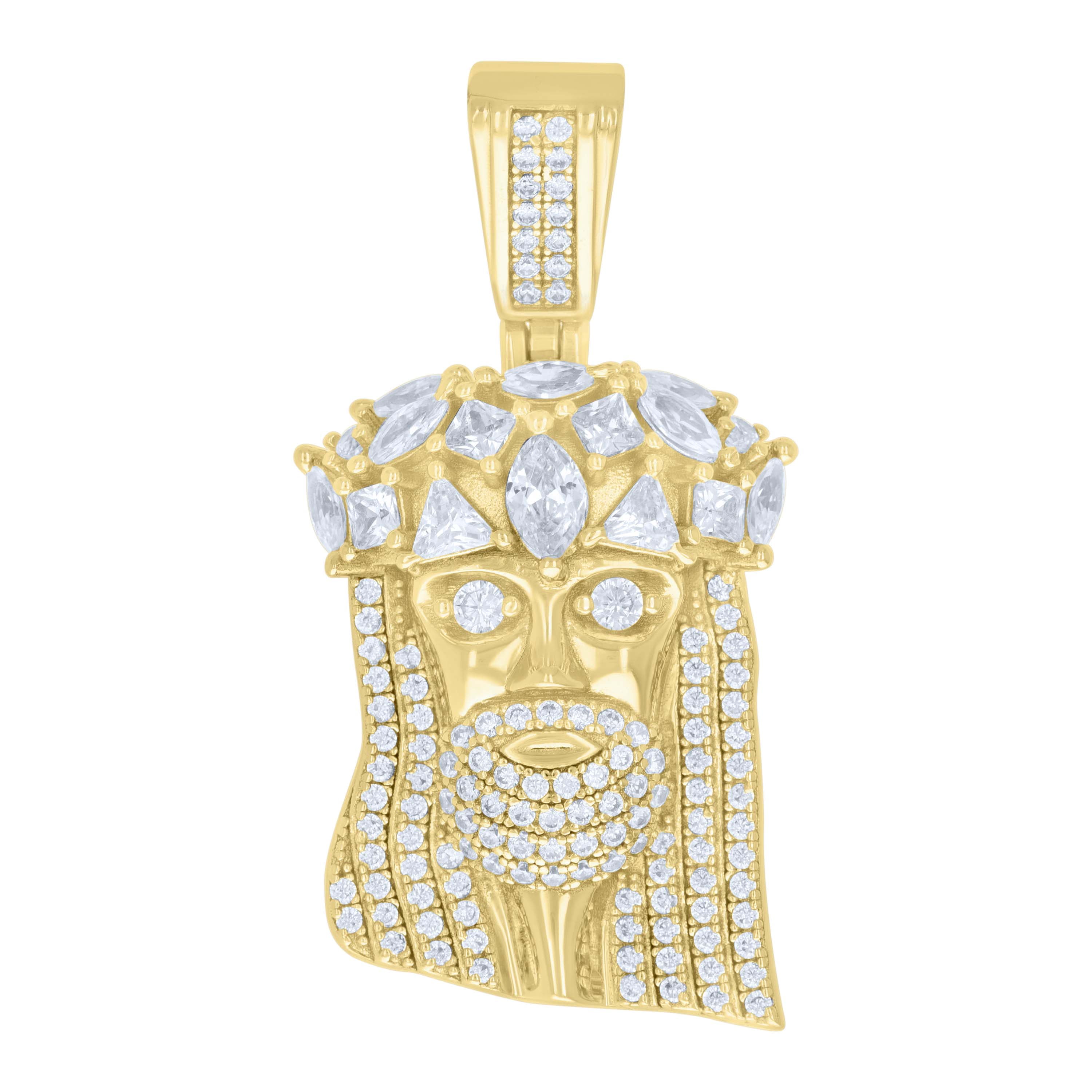 925 Sterling Silver Yellow-tone Mens Trillion, Princess-cut, Marquise ...