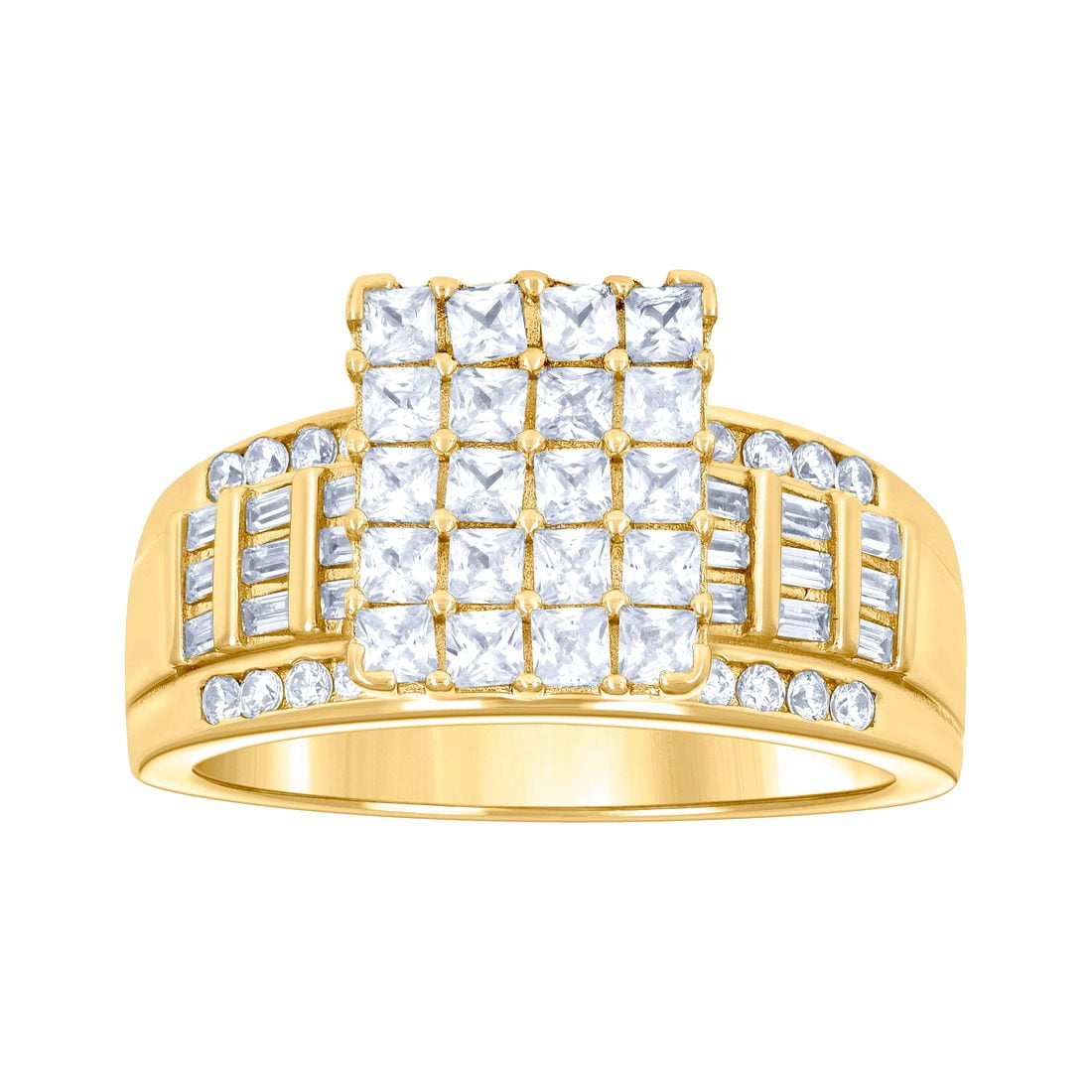 925 Sterling Silver Yellow-tone Womens Cubic Zirconia Cinderella Ring 8 ...