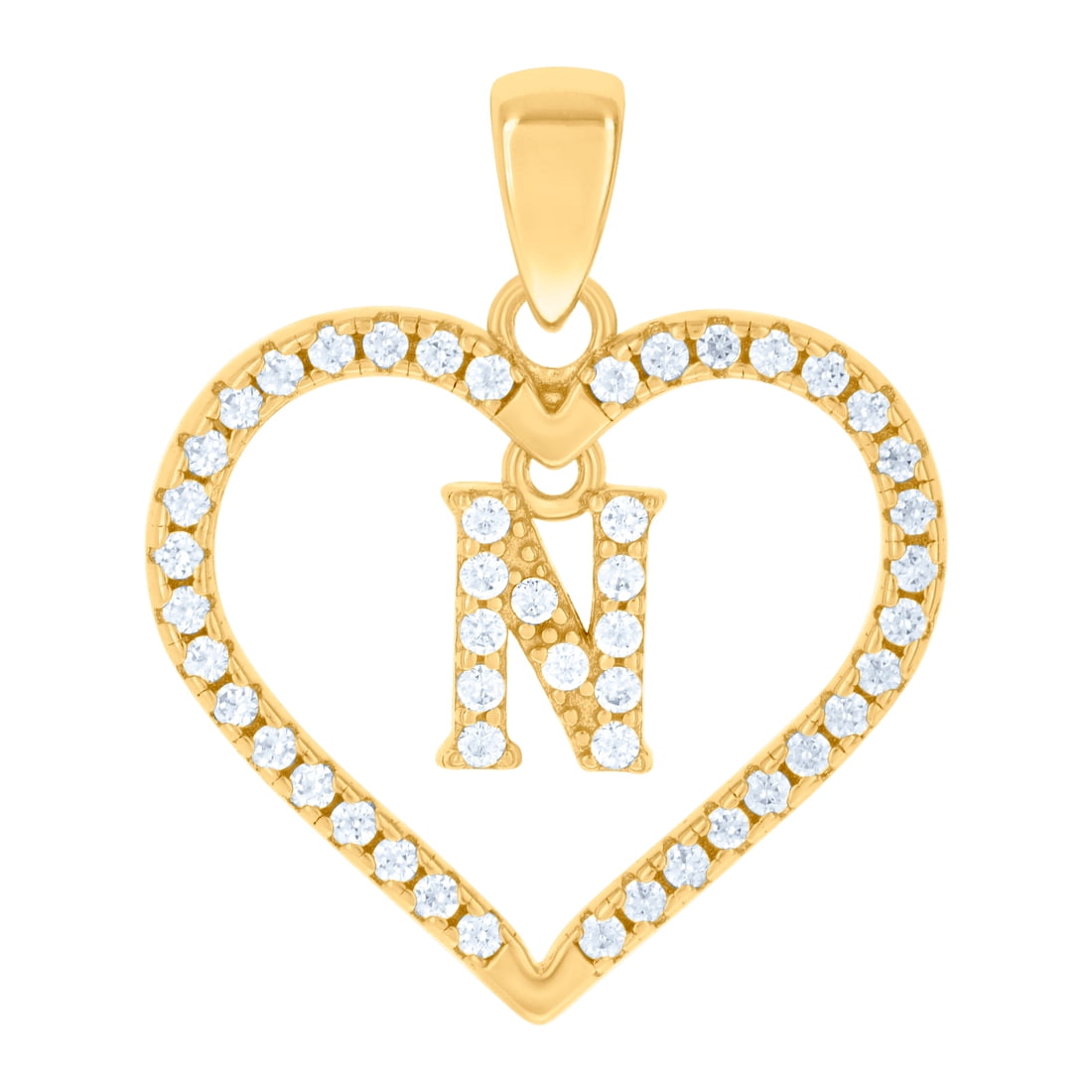 925 Sterling Silver Yellow tone Womens CZ Simulated Diamond Letter Name ...
