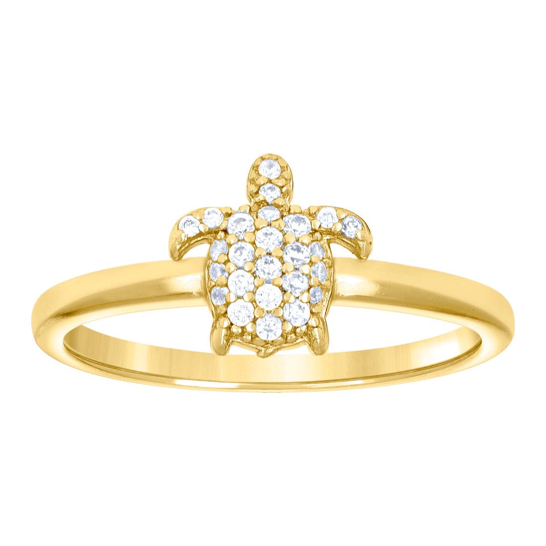 925 Sterling Silver Yellow tone Womens CZ Simulated Diamond Turtle ...