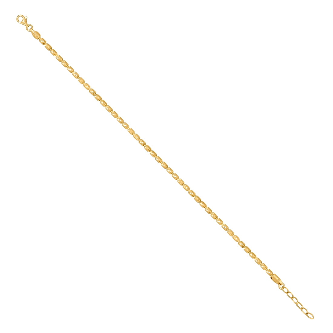 925 Sterling Silver Yellow tone Womens Crystal cut Barrel Chain Anklet ...