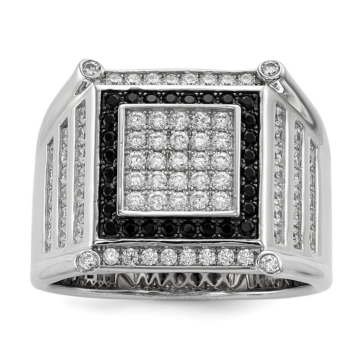 925 Sterling Silver and CZ Simulated Diamond Brilliant Embers Black And ...