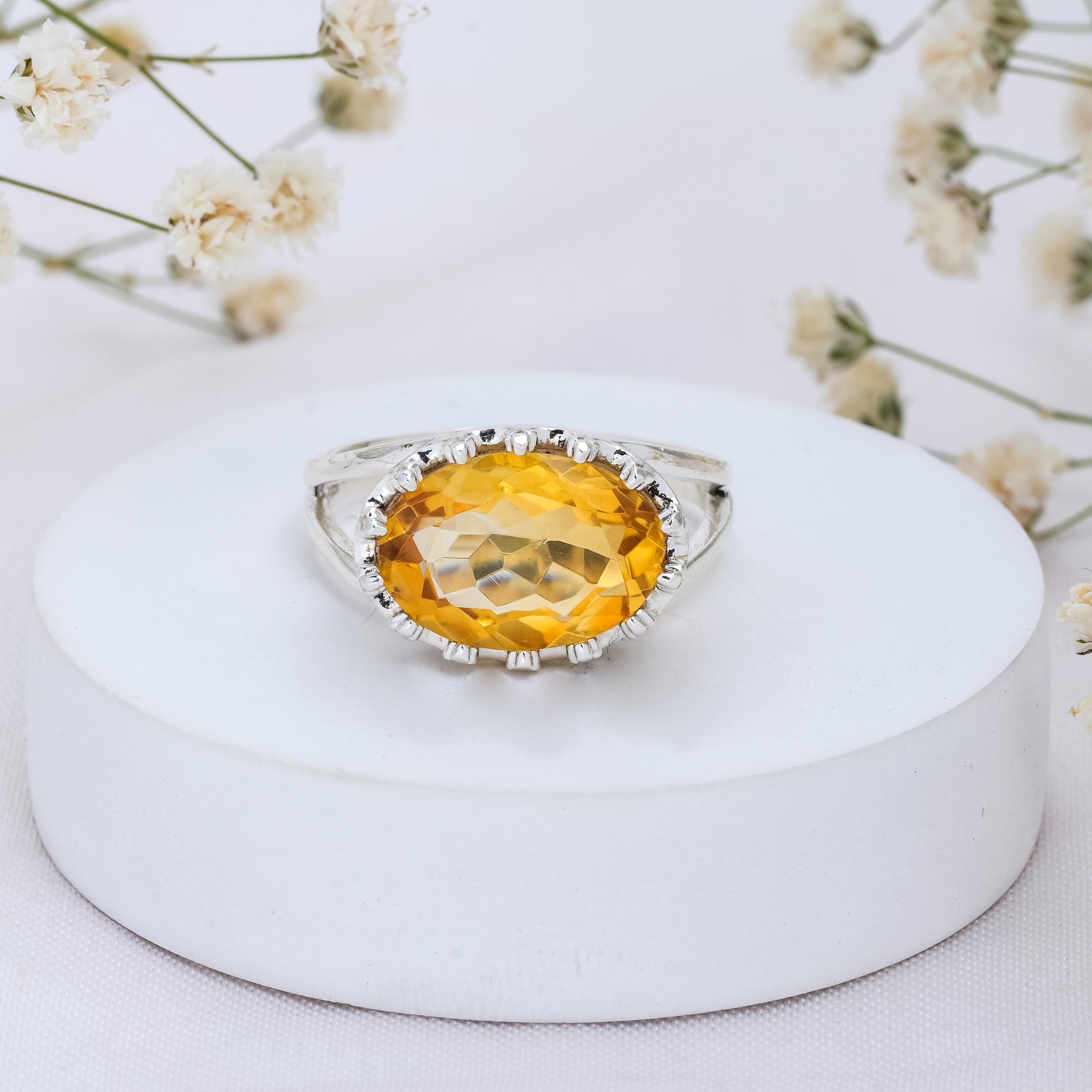 925 Sterling Silver natural gesmtone ring handmade ring for her minimal ...