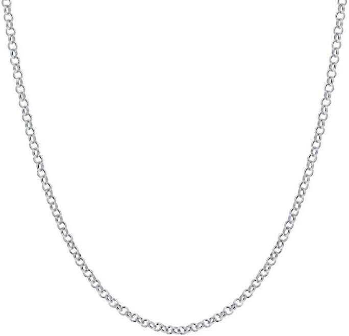 925 Sterling Silver necklace 1.5MM 2MM 2.5MM Circle Rolo Link Chain ...