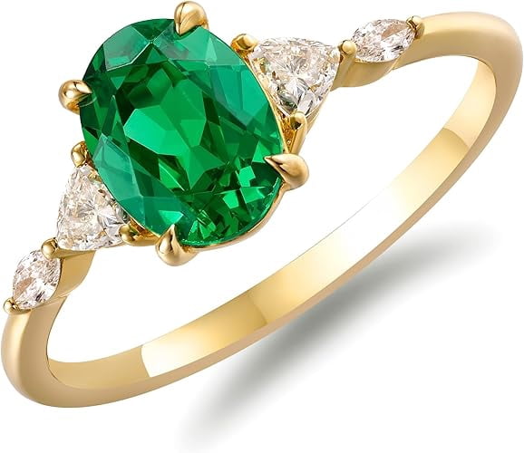 925 Streling Silver Green Colour Green Emerald Gemstone Ring Woman And ...